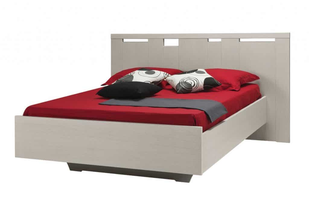 Lit ajouré pied socle Olympe Chêne Lacté - Meubles Minet