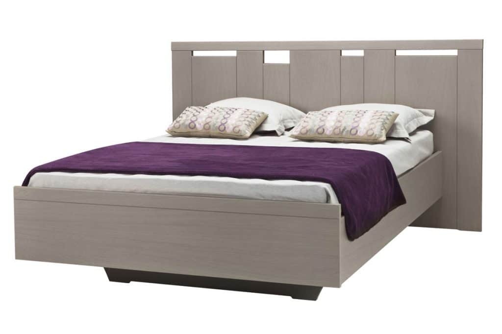 Lit ajouré pied socle Olympe Chêne Cendré - Meubles Minet